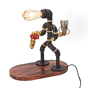 Steampunk Handcrafted Liquor Dispenser - Pipe Robot Lamp, Alcohol Whisky Wine dispenser, Industrial Whiskey Holder, Rustic Style, Man Cave, Decanter Whiskey Gift, Bar Restaurant Cafe - Gifts for Him