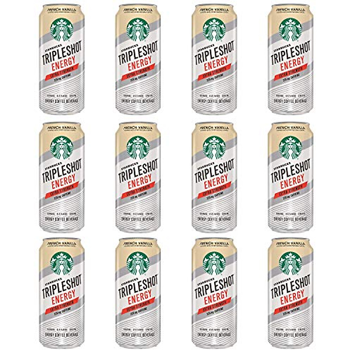 Starbucks Tripleshot Energy Extra Strength Espresso Coffee Beverage, French Vanilla, 225mg Caffeine, 15 oz cans (12 Pack)