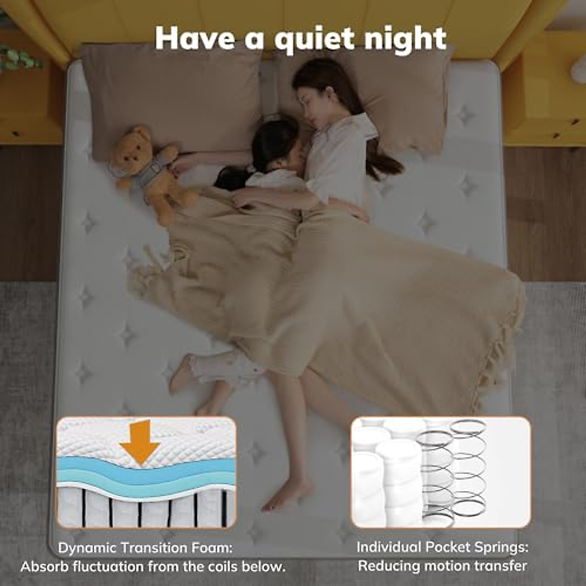 wOod-it Full Mattress, 10 Inch Full Mattress with Foam and Spring Hybrid Mattress, Medium Firmness, Durable Support, Certified Safe Foams & Fabric