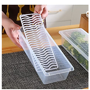 ninesung 8 Pieces Food Containers Storage For Fridge,1.5L Plastic Food Storage Containers With Removable Drain Plate and Lids, Refrigerator Organizer Bins Fruit Storage Containers For Fridge Storage