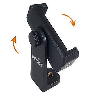 DaVoice Tripod Phone Mount Adapter, 360 Rotating Holder, Compatible with iPhone Smartphone Camera Stand, Universal Cell Phone Attachment Clip Clamp