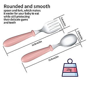 6 Pcs Toddler Utensils Set, Baby Silverware Set, Stainless Steel Toddler Forks and Spoons, Children Baby Spoons and Forks Cutlery Set with Round Handle, Dishwasher Safe