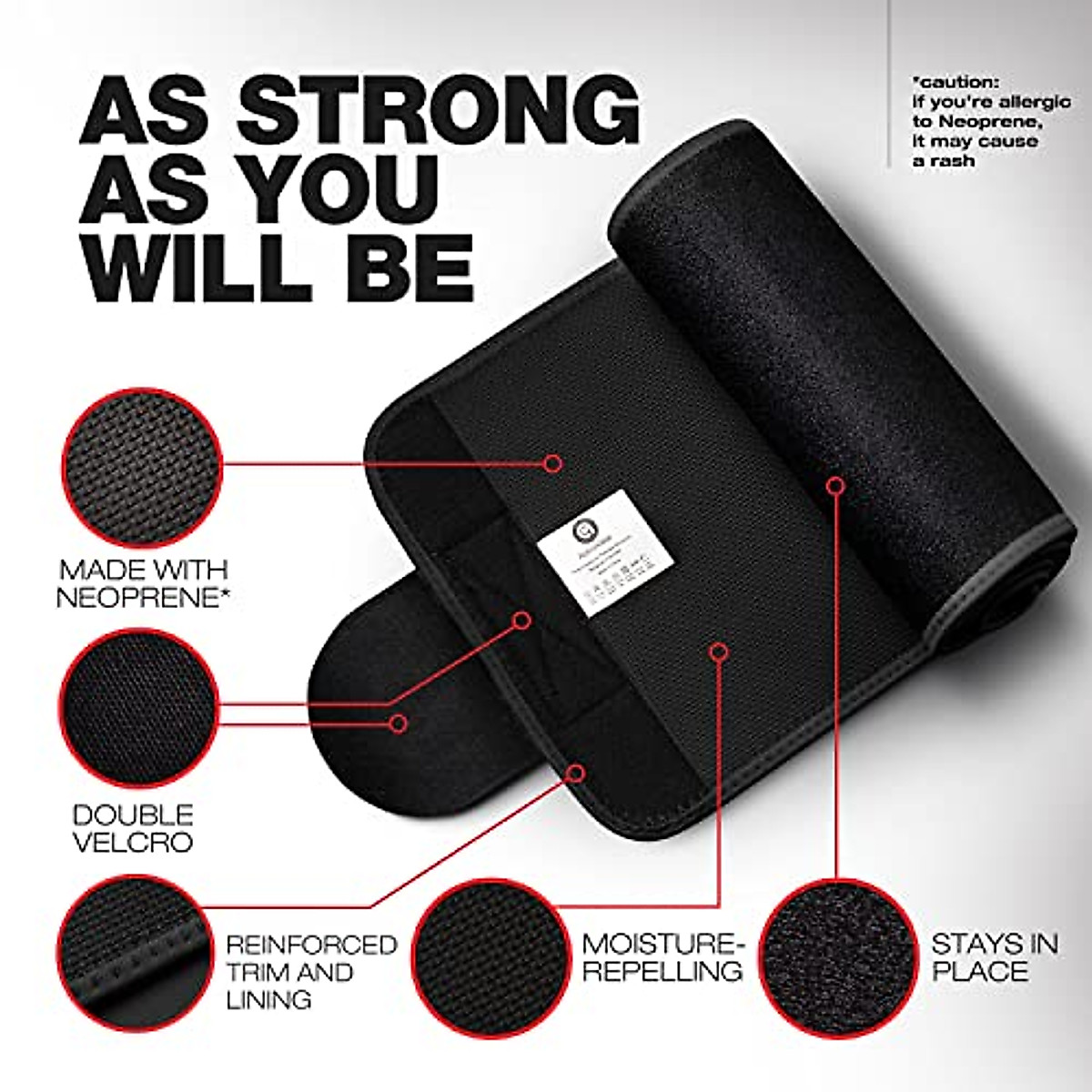 ActiveGear Waist Trimmer Belt for Stomach and Back Lumbar Support, Medium: 8" x 42" - Red