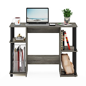 Furinno Jaya Computer Study Desk With Open Storage, French Oak Grey/Black
