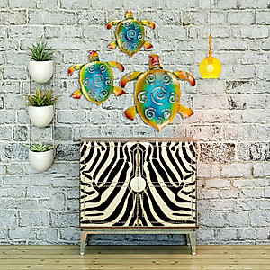 FANWNKI Metal Sea Turtles Set of 3 Wall Decor Art Beach Sculptures Hanging for Home Garden