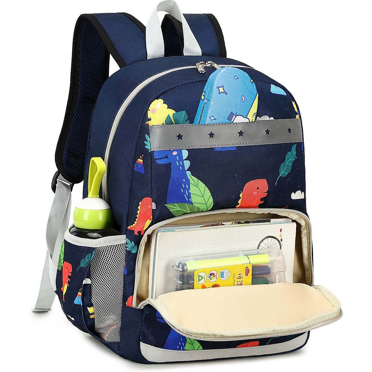 LOIDOU Kids Backpack Boys Kindergarten Preschool Backpacks Toddler School Bag Bookbag 16 Inch Dinosaur Backpacks for Kids 5+
