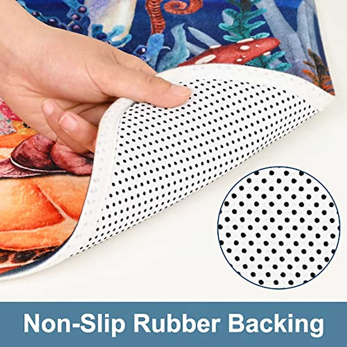 Alishomtll 4Pcs Mushroom Shower Curtain Sets with Non-Slip Rug, Toilet Lid Cover and Bath Mat, Sea Turtle Bathroom Sets, Funny Shower Curtains with 12 Hooks, Ocean Beach Kids Bathroom Sets