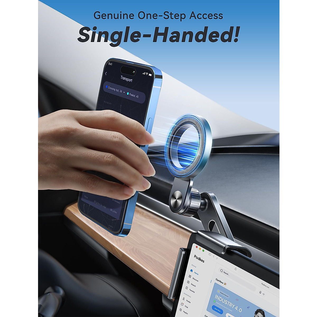 Tesla Phone Mount, for MagSafe Car Mount [Super Solid Base] Tesla Model 3/Y Phone Holder, Tesla Model 3/Y Accessories 2023, Fits for iPhone14/13/12 and Other Smart Phone