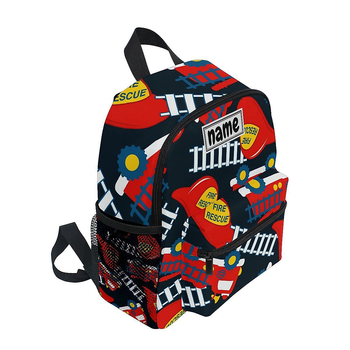 Glaphy Custom Kid's Name Backpack, Red Fire Truck Car Cute Toddler Backpack for Daycare Travel, Personalized Name Preschool Bookbags for Boys Girls