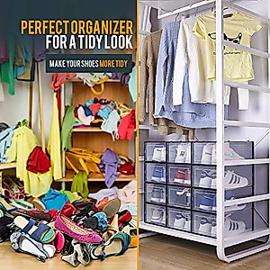 I&D DESIGNS STACBOX Shoe Organizer | Stackable Easy to Assemble for Closet | Protects Shoes | Clear Display | Declutters Spaces | Multipurpose Storage Container (SMALL Size 6 Pcs)
