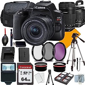 Canon EOS Rebel SL3 Camera with 18-55mm EF-S 55-250mm f/4-5.6 is STM Lens+Commander Starter Kit+Lens Filters+CASE+64Memory Cards (18PC)