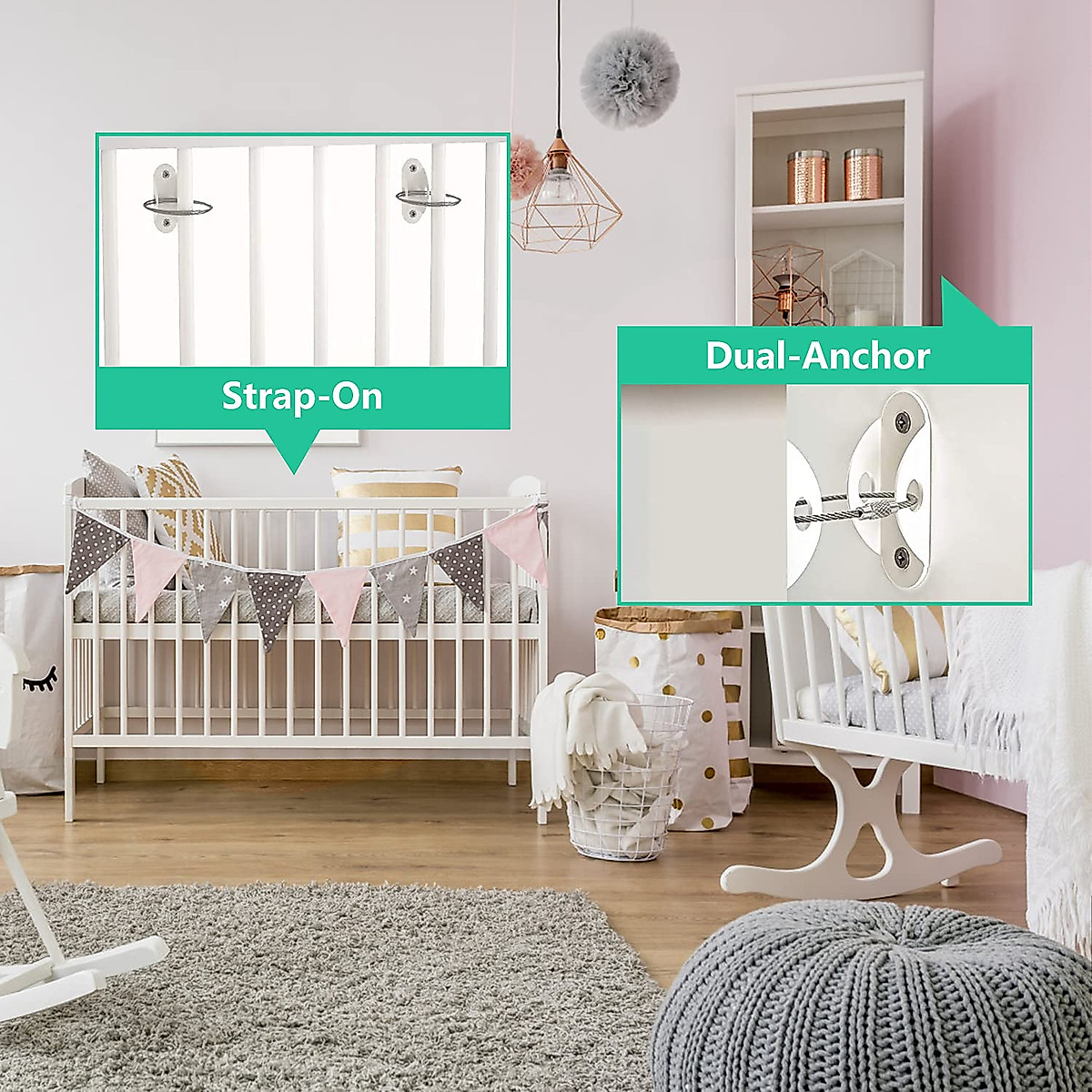 Baby proofing kit Wall Anchors, Baby Safety Products Furniture Anchors, Kids Furniture Anchors for Baby proofing, Child Proof Anti tip Furniture Anchors to Wall, Earthquake Straps(10 Pack)