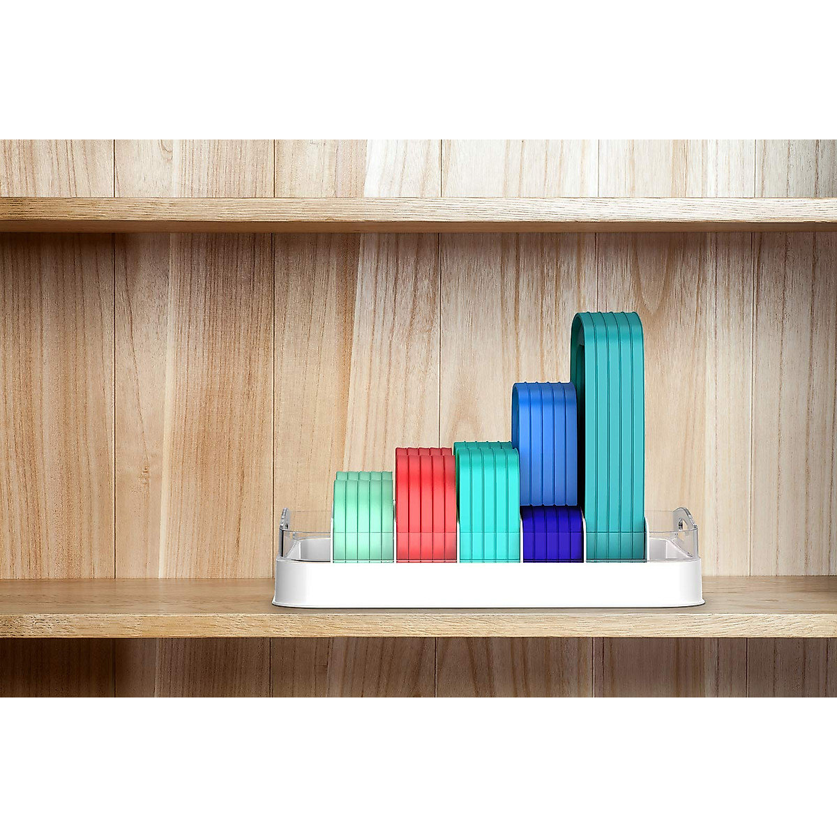 EVERIE Food Container Lid Organizer Compatible with 12'' Deep Cabinets, GS01 (White)