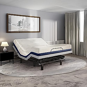 Irvine Home Collection Premium Queen Adjustable Bed Base with 12 Inch Gel Memory Foam Mattress