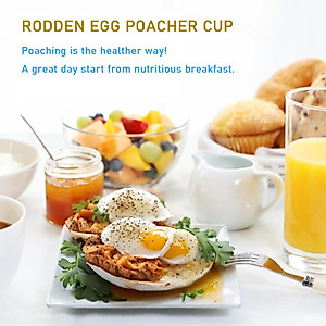 Egg Poacher, 4 Pack Egg Boiler Mold Cup, Poached Egg Cups with Ring Standers, Silicone Egg Poacher Cooker for Microwave Stovetop Air Fryer, with Extra Oil Brush, BPA Free