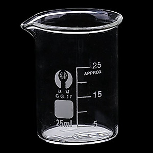 SGerste 10ml 25ml 50ml Glass Transparent Beaker Borosilicate Measuring Glass Beaker Glassware School Chemistry Laboratory Study Supplies