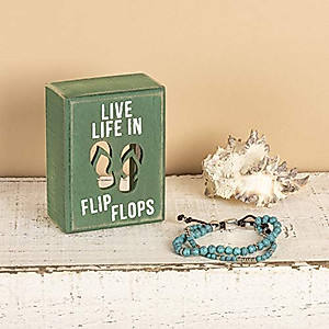 Primitives by Kathy 21005 Beach House Décor Box Sign, 3 x 4-Inches, Flip Flops