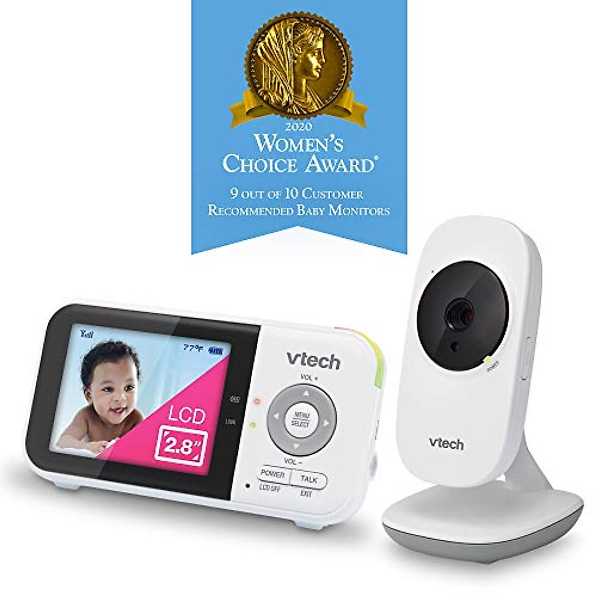 VTech VM819 Video Baby Monitor with 19 Hour Battery Life, 1000ft Long Range, 2.8” Display, Auto Night Vision, 2Way Audio Talk, Temperature Sensor and Lullabies