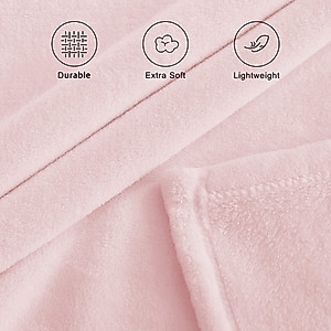 NICETOWN Pink Fleece Throw Blanket for Couch Sofa, Soft Fuzzy Plush Kids Blanket, Luxury Flannel Lap Blanket, Super Cozy and Comfy for Fall Winter (Pink, 50" x 60")