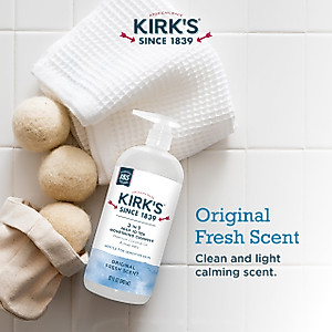 Kirk's 3-in-1 Head to Toe Nourishing Liquid Cleanser- for Men, Women & Children - Premium Coconut Oil & Aloe Vera- Non GMO & Vegan -Original Fresh Scent - 32 Fl Oz