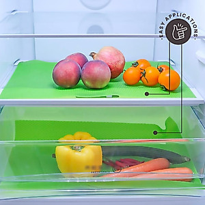 Grand Fusion Fresh Fruits Refrigerator Drawer Liner, Fridge Liners, Keep Your Produce Fresh and Juicy, Easy-to-Clean, Green, Pack of 4