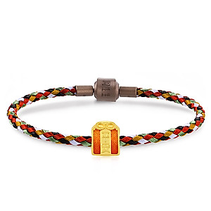 CHOW SANG SANG 999 24K Solid Gold Cultural Omamori Mini Charme Bracelet for Women 92668C (Gold, 17 CM)