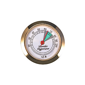 Medium Round Analog Hygrometer Humidity Gauge for Humidors - Color: Gold