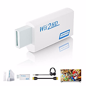 BolAAzuL Wii to HDMI Converter Wii to HDMI Adapter, Wii 2 HDMI Connector White Wii in HDMI Out Video Converter & 3.5mm Audio Output for Wii to HDMI HDTV Out