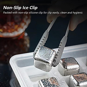 Das TooKii Whiskey Stones 6 Pack, Metal Reusable Ice Cubes, High Cooling Technology, Stainless Steel Ice Cubes, Refreezable Chilling Stones for Whiskey, Vodka, Liqueurs, Wine, Beverage Juice or Soda