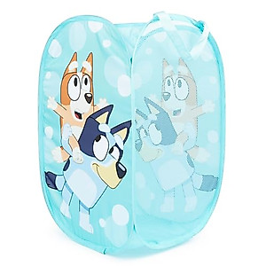 Jay Franco Bluey & Bingo Pop Up Hamper - Mesh Laundry Basket/Bag with Durable Handles - Storage for Clothes or Toys