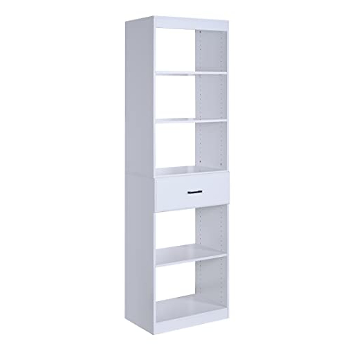 SOLRIG Closet System Tower Kits, Including Clothes Rack Shelves, Organizer Kits, Rods Can Be Cut and One Drawer, Manufactor Wood with White Color for Bedroom and Closet Room.