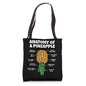 Anatomy Of A Pineapple Swinger Funny Upside Down Pineapple Tote Bag