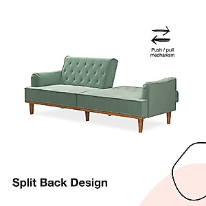 Mr. Kate Stella Vintage Convertible Sofa Bed Futon, Teal Velvet