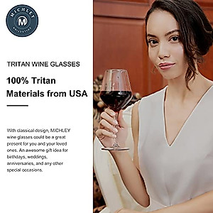 MICHLEY Unbreakable Stemmed Wine Glass 100% Tritan Plastic Dishwasher available Glassware 15 oz, Set of 4