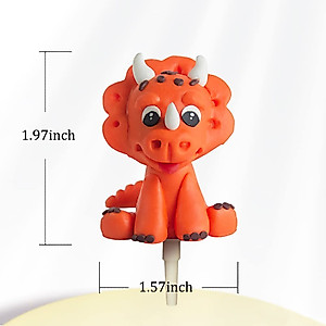 3 Pcs Baby Dinosaur Cake Toppers Miniature Dinosaur Cupcake Inserts for Baby Shower Boys Girls Forest Animals Theme Birthday Party Decor