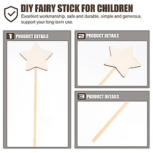 TOYANDONA 10Pcs Make Your Princess Wand, Star Shape Fairy Wand Stick Unfinished Wooden DIY Crafts for Girls Princess Art Cosplay Costume Party