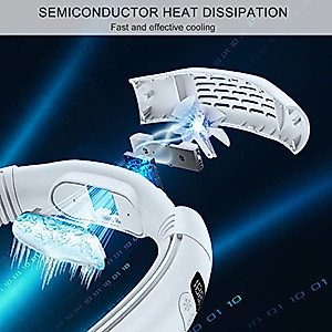 Portable Neck Fan,Hands Free Bladeless Neck Fan Semiconductor Chip Cooling Fan,5200mAh battery capacity,3 Speed Mode,LED Display for Travel,Outdoor,Home
