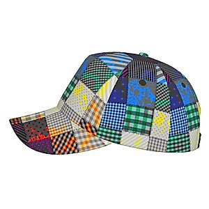 FAYXTIN Patchwork Colors Plaid Colourful Baseball Hat Trucker Cap Dad Hats for Men Women Adjustable Snapback Caps