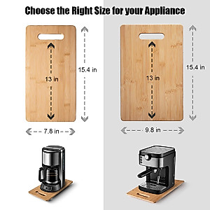 Bamboo Appliance Slider Sliding Tray - 360° Rotation Sliding Tray for Coffee Maker Airfryer Espresso Machine Food Processor & Mixer - 7.8''x15.4''