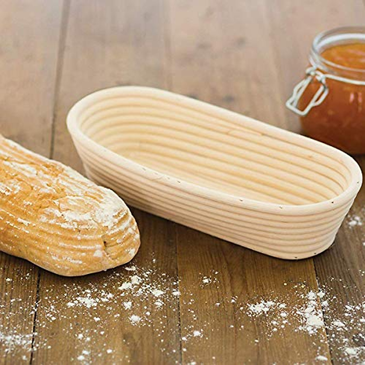 Hoomall 2Pcs Rectangular Bread Proofing Baskets 9.1 * 5.1 * 2.4in Sourdough Baskets +2Pcs Rectangular Fabric Cover +2Pcs White Squeegee