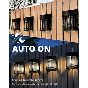 DOESLAG Solar Fence Lights Outdoor 8 Pack Deck Lights Solar Powered with Edison LED Bulbs, Waterproof ,Outdoor for Garden Post Patio Backyard Decor