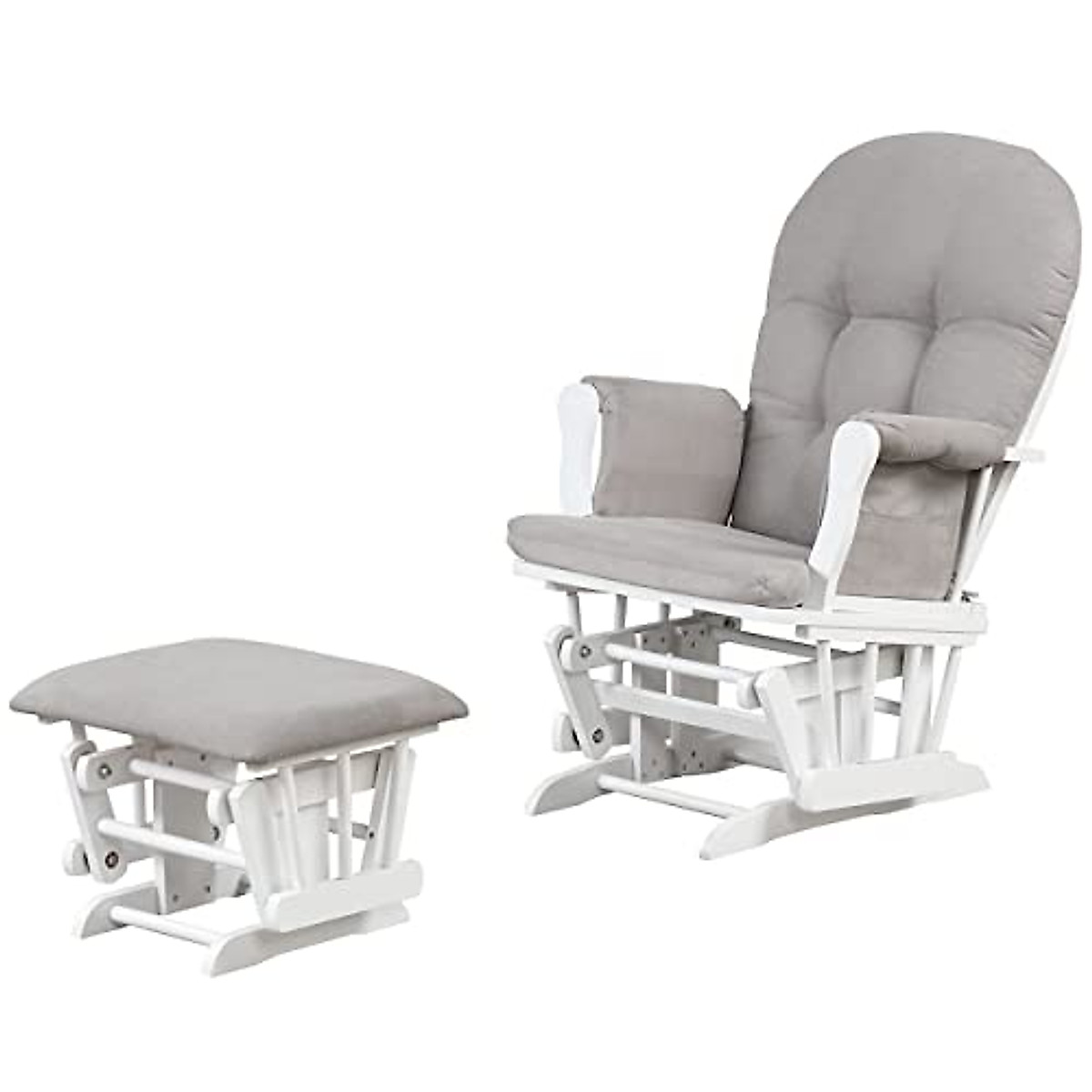 Angel Line Grayson Glider and Ottoman with Arm Rest ,White with Gray