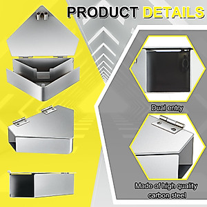 Qualirey 4 Pcs Mouse Station Carbon Steel Mice Bait Station Waterproof Mice Stations Outdoor Metal Mice Trap Bait Box, Keeps Children and Pets Safe Indoor & Outdoor, Bait Not Included, Silver