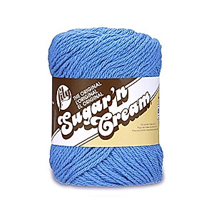 Lily Sugar 'N Cream The Original Solid Yarn, 2.5oz, Medium 4 Gauge, 100% Cotton - Blue - Machine Wash & Dry