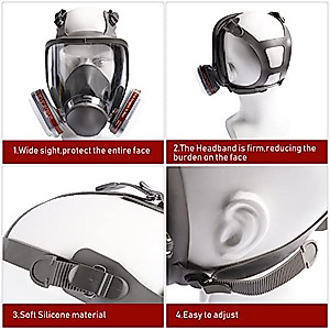 Full Face Reusable Respirаtor Mask - Organic Gas Dust Chemical Respirator w/Extra Filters for Paint Sprayer, Woodworking, Painting, Machine Polishing, Welding, Epoxy Resin and Other Work Protection