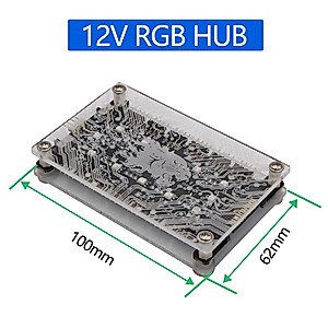 Newest Version 12V RGB Hub with Acrylic Case and Magnetic Standoff for ASUS/MSI 12V 4Pin LED Controller