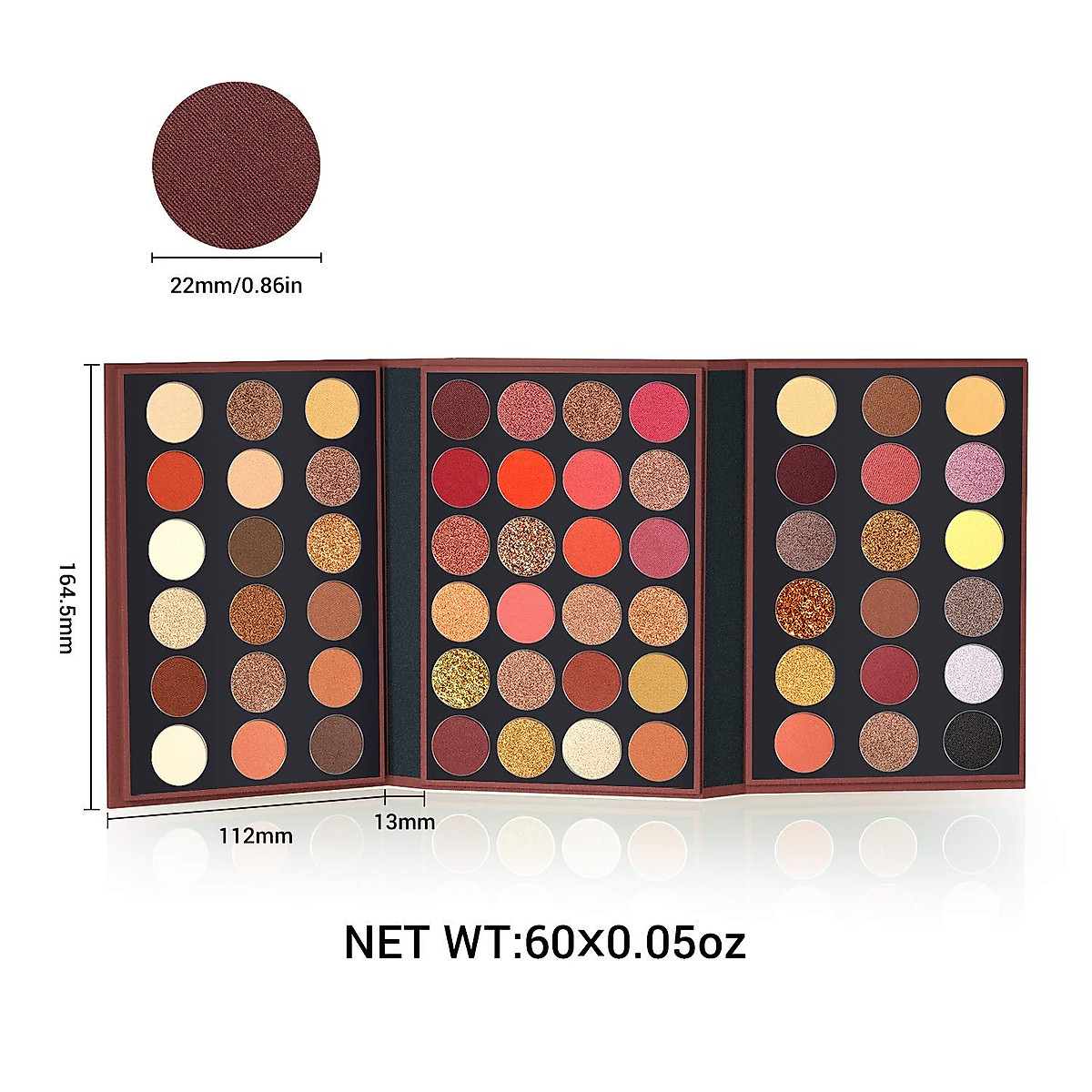 Eyeshadow Palette Glitter Pro 60 Colours Matte Shimmer Eye Shadow All In One Makeup Palette High Pigmented Metallic Colour Eye Shadow Powder Easy To Blend Sparkle Glitter Eyeshadow Pallet Brown