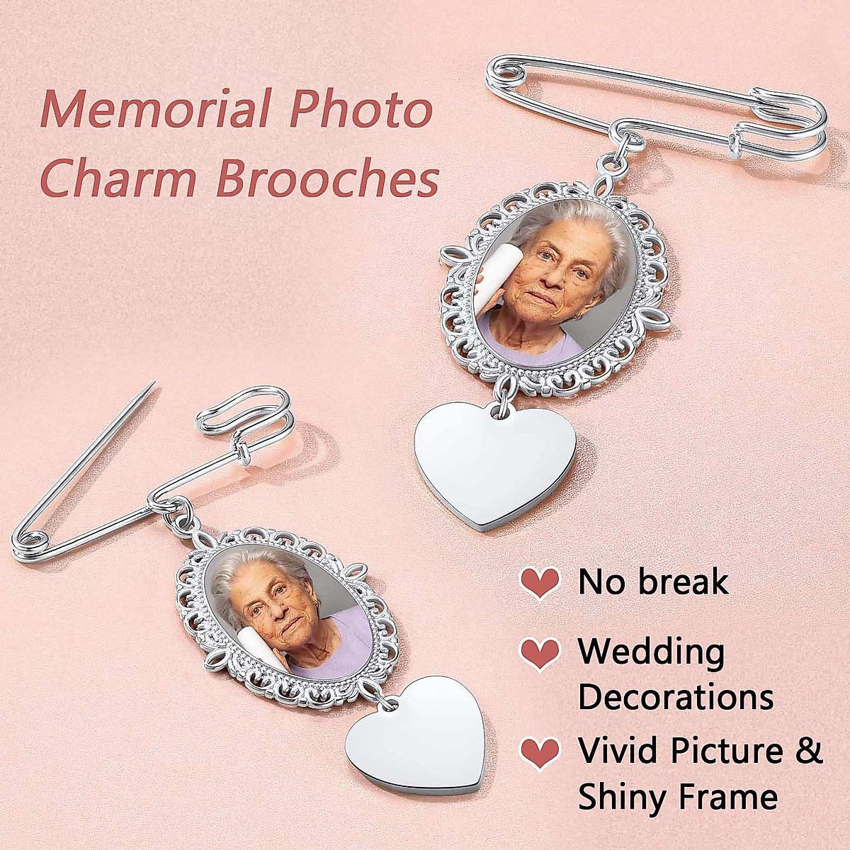 FindChic Personalized Wedding Boutonniere Oval Photo Charms Bouquet Pins Memorial Stainless Steel Customized Picture Text Engraved Brooch Mother of the Bride Decoration Accessories