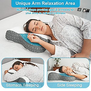 Elviros Cervical Memory Foam Neck Pillow for Pain Relief, Adjustable Orthopedic Support Pillows for Sleeping, Ergonomic Bed Pillow for Side, Back, Stomach Sleepers, Queen Size, Grey