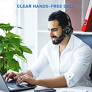Bluetooth Headphones with Microphone, Over-Ear Wireless Bluetooth Headset with BT 5.0 USB Dongle, Active Noise Cancelling, Rechargeable, Hands-Free Calls, 80H Playtime for PC/Computer/Laptop/Cellphone